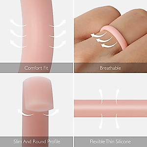 ThunderFit Super Thin Stackable Silicone Rings Wedding Bands for Women 3mm Wide 1.5mm Thick - 1/4/8/12/16 Variety Multipack