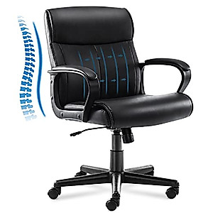 MCQ Office Chair, PU Leather Computer Chair Low-Back Desk Chair with Adjustable Height/Armrests, Swivel Rolling Task Chair