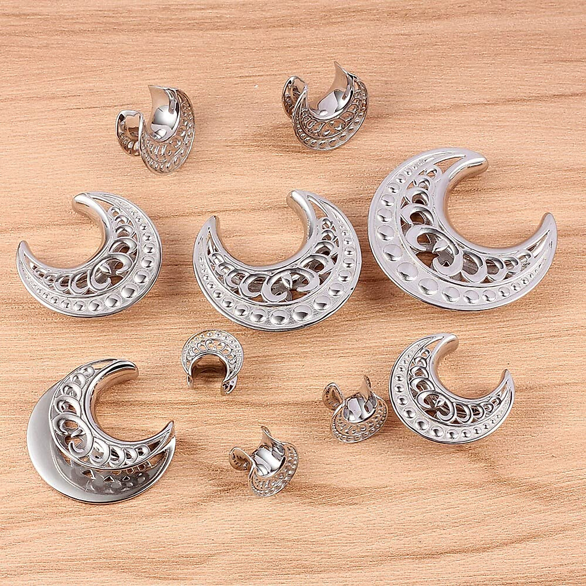 Casvort 2 PCS 10mm (00g) Hypoallergenic 316 Stainless Steel Silver Aesthetic Opening Saddle Tunnels Hangers Ear Gauges Plugs Stretcher Earring Piercing Body Jewelry