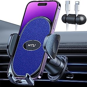 【Military-Grade】Car Phone Holder,【Strongest & Longest Steel-Hook】Car VentMount, Handsfree360° Adjustable AutomobileCradle AirClip Stand for iPhone 15 14 13 12 Pro Max Samsung Universal, Dark Blue
