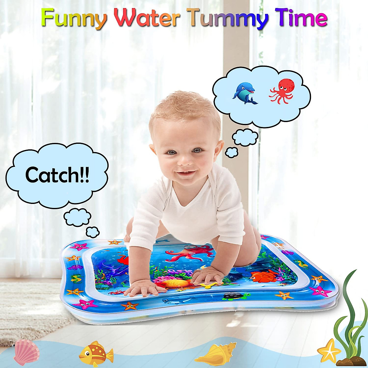 Niskite Tummy Time Water Mat - Baby Water Play Mat Tummy Time Toys,Inflatable Baby Tummy Time Mat for Sensory Development,Baby Toys for 3 6 9 12 Months Infant Boy Girl Gifts