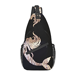 PSVOD Black Mermaid Crossbody Bag, Men'S And Women'S Sling Chest Cross Body Bag, Used For Leisure And Travel