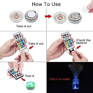 Alebew Underwater Led Lights with Remote, Waterproof Multi Color Submersible Led Lights Battery Operated Pool Lights for Halloween Christmas Party-10 Pack