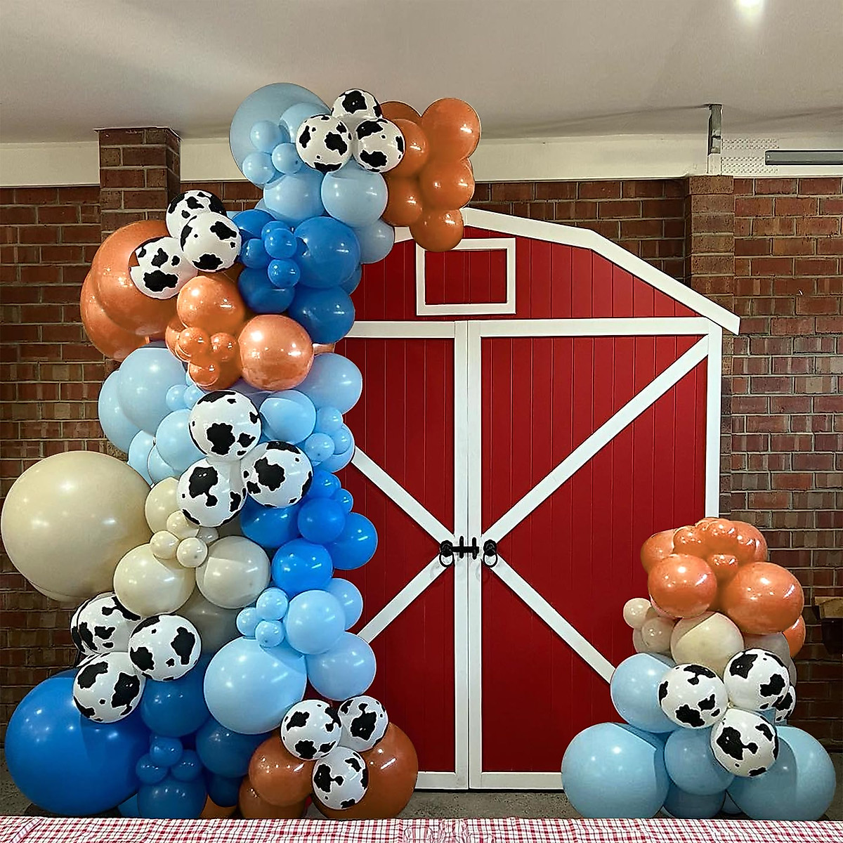 158 PCS Blue Cow Balloons Arch Garland Kit Cow Party Decorations for Baby Shower Birthday Farm Western Cowboy Theme Party Supplies Decorations