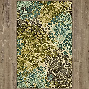 Mohawk Home Aurora Radiance Aqua Abstract Floral Area Rug, 5'x8', Blue/Green
