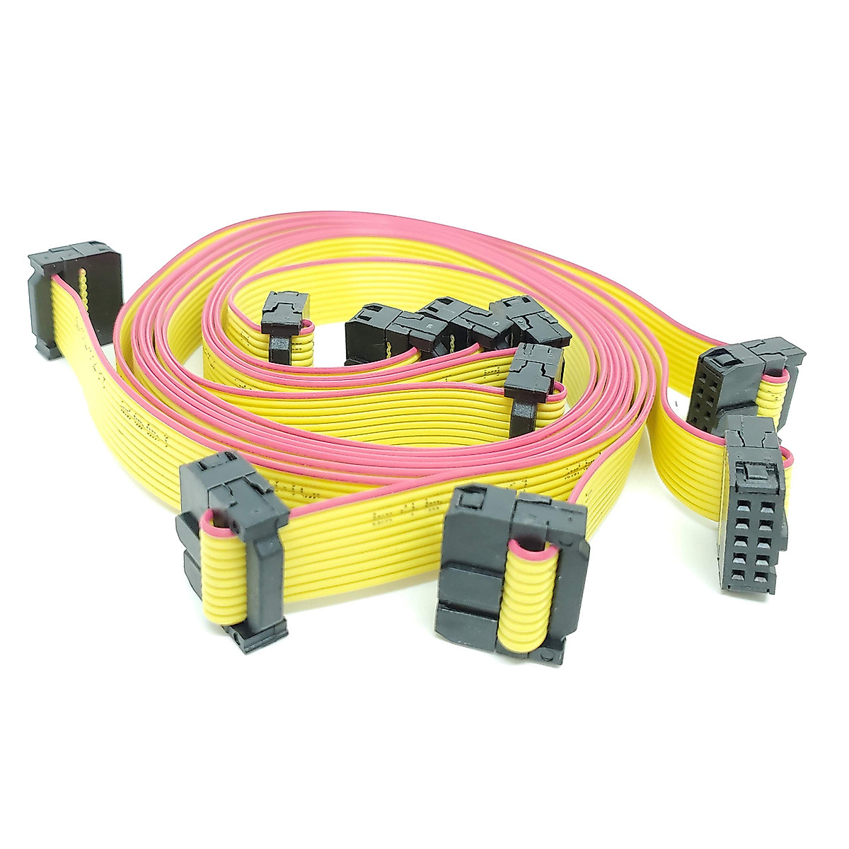 Connectors Pro Pc Accessories 5-Pack 8" 20cm F/F IDC 2x5 10P Yellow Flat Ribbon Cable, 7 Inches 18cm Net Length with 2.54mm 0.1" Pitch FC 10 Pins Female to Female (10P-20cm-5PK)