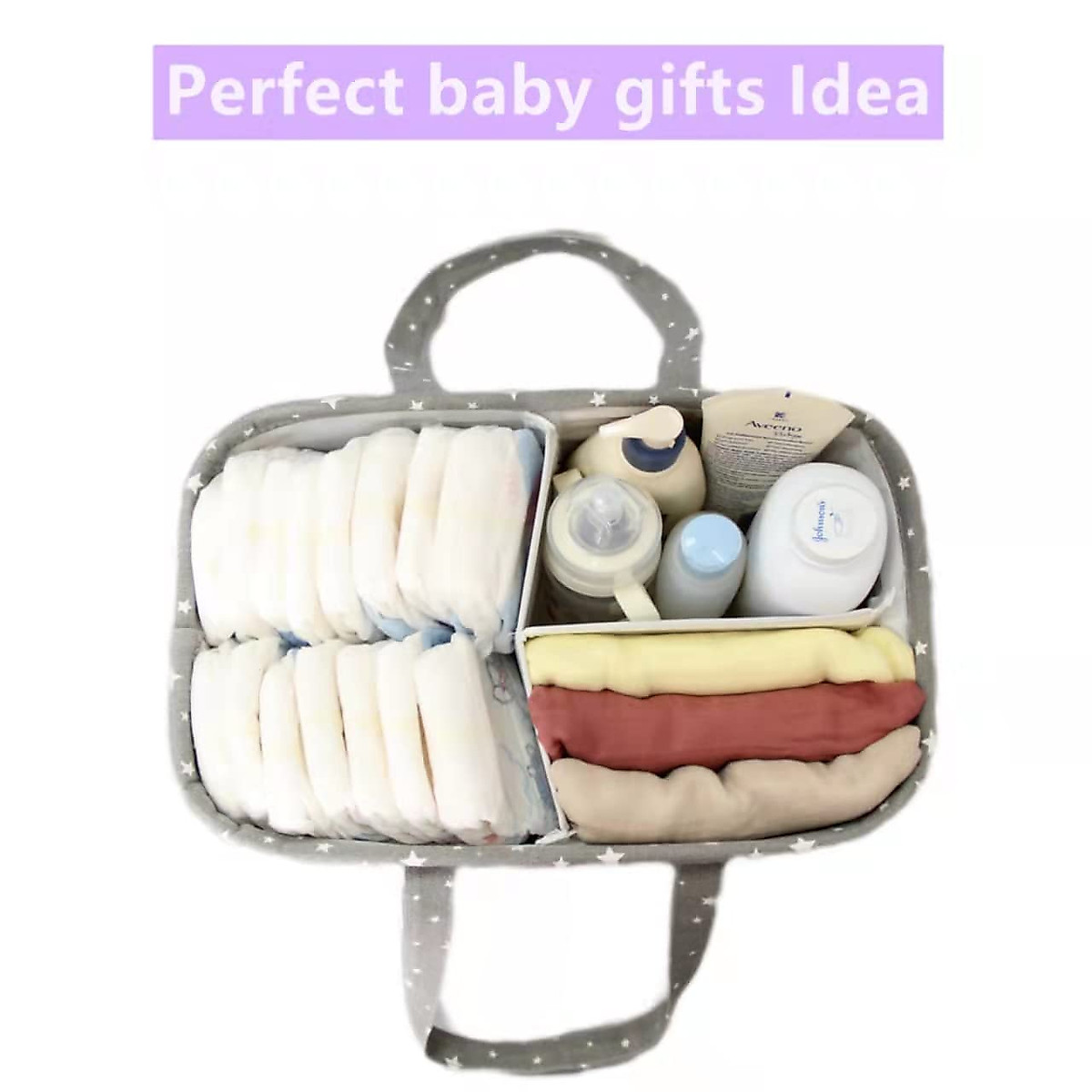 QiANBiRD Baby Diaper Caddy Organizer Storage Basket for Girl Boy Shower Gifts Portable Large Nursery Holder Tote for Changing Table or Car Newborn Essentials Baby Registry Must Haves Item…