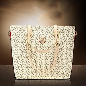 Cayla Women Handbags and Purse 6Pcs Set Printing Pattern Leather Tote Bags Shoulder Bag Satchel Top Handle Handbag Wallet-coffee