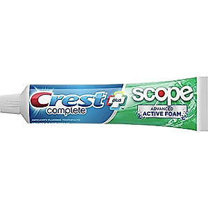 Crest Complete Toothpaste Plus Scope Advanced Active Foam, Striped, 8.2 Ounce (Pack of 5)