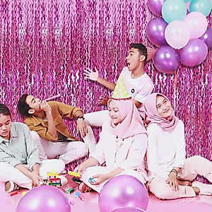 Pink Fringe Backdrop Streamers Party Decorations, Pink Wall Decor, Pink Birthday Decorations for Women, Pink Halloween Decor, Bachelorette Party Decorations, Baby Shower Decorations for Girl