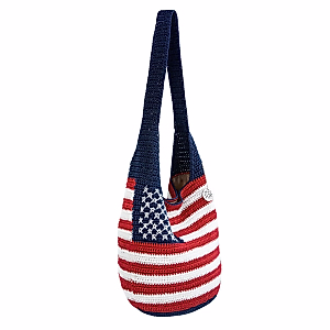 The Sak 120 Hobo Bag in Crochet - Large Women's Purse & Shoulder Bag for Everyday Travel - Durable Handbag With Back Zipper Pocket and Magnetic Snap Closure - Americana