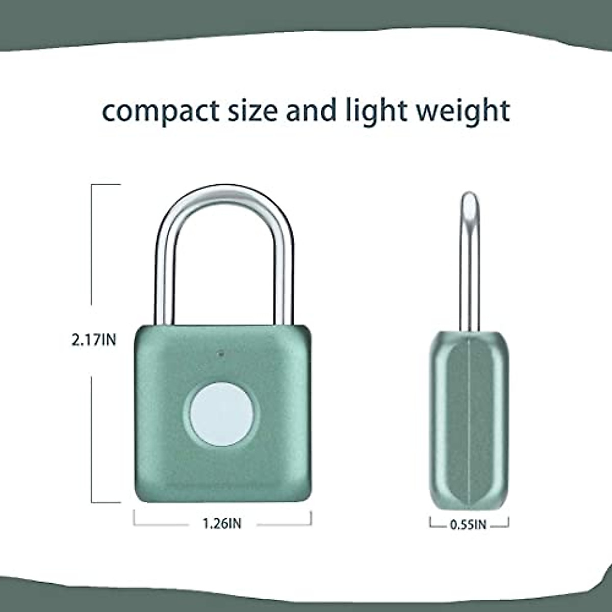 BOREAD Fingerprint Padlock, Smart Keyless Lock for Locker, Backpack, Suitcase, Travel Luggage,Cabinet, Drawer, Indoor, School Locker Lock,Portable USB Rechargeable (Green)