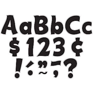 Teacher Created Resources Black & Silver Funtastic Font 4-Inch Letters Combo Pack (5343)