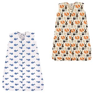 Hudson Baby Unisex Baby Cotton Sleeveless Wearable Sleeping Bag, Whale Forest, 12-18 Months US