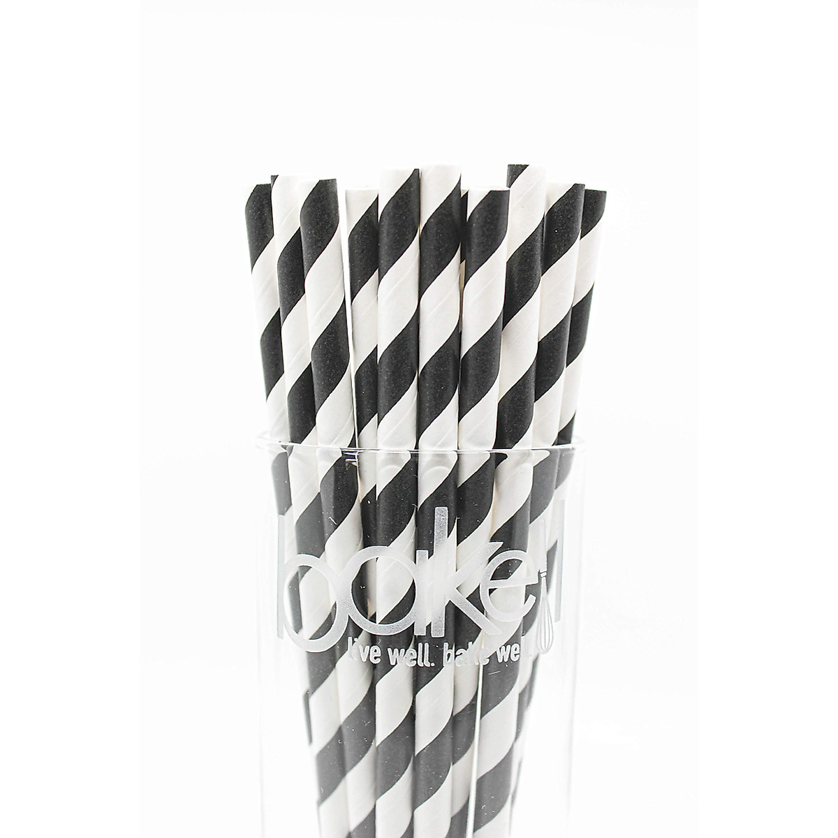 Bakell 24 PC Black and White Candy Cane Striped Cake Pop or Party Drinking Straws - Baking, Caking and Craft Tools
