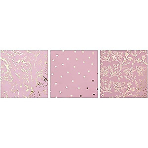 WRAPAHOLIC Wrapping Paper Roll - Pink Marble/Floral/Star Set, Perfect for Birthday, Holiday, Mother's Day, Wedding, Valentine's Day, Graduation Baby Shower - 3 Rolls - 30 inch x 120 inch