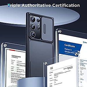 Simtect for Samsung Galaxy S23 Ultra Case with Camera Cover, [Military Drop Protection] [Snug Touch], Slim Protective Hard Back and Soft Edge Phone Case for Galaxy S23 Ultra Case 6.8 Inch- Black