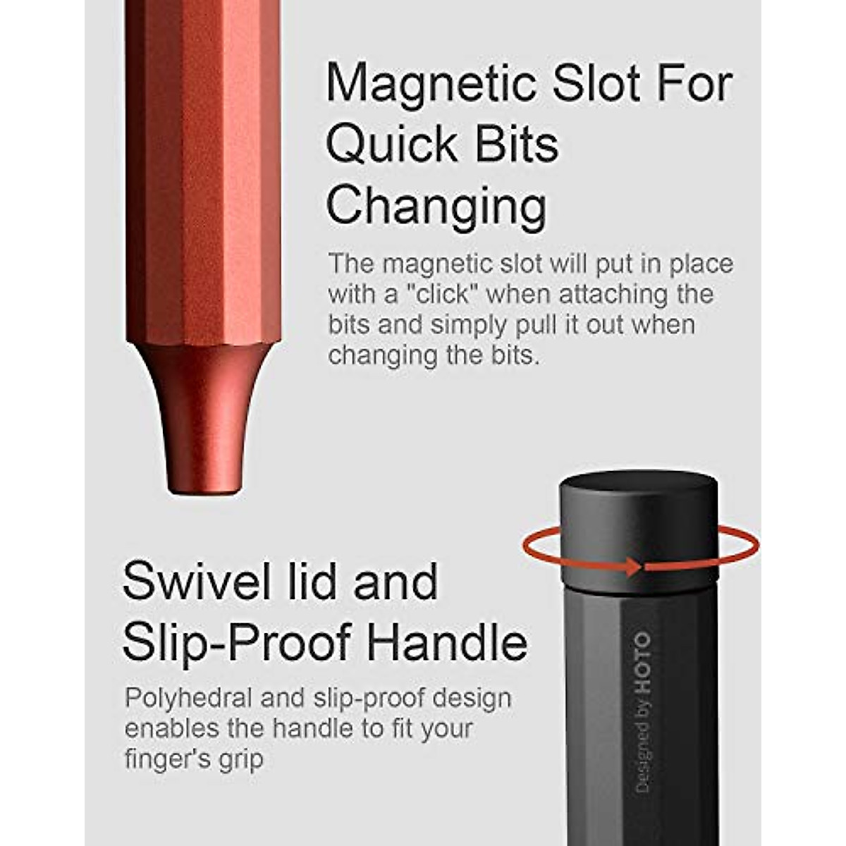 HOTO Precision Screwdriver Sets, 24-in-1 Manual Screwdriver, 24 pcs Tough S2 Steel Bits, Manual Pen Shape, Ideal for Electronics, Glasses and Bracelets, Slate Grey