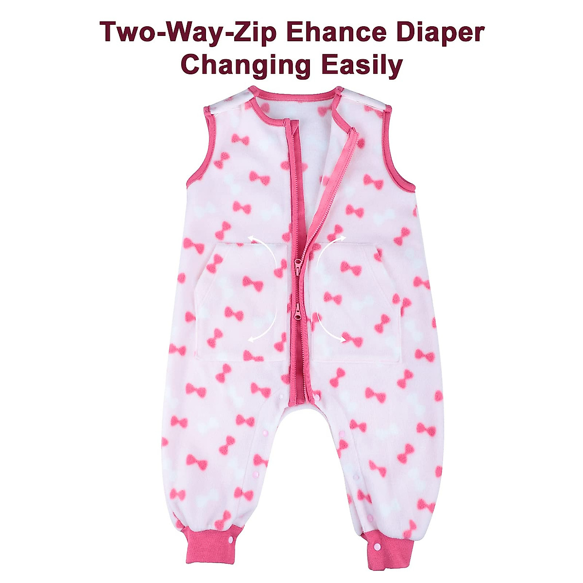 MooMoo Baby Sleep Sack with Feet Fleece Sleeveless Baby Sleeping Bag with Legs Toddler Wearable Blanket 6M-3T