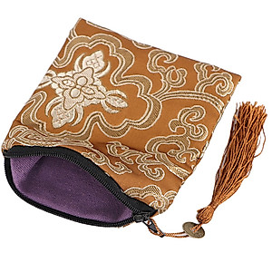 kilofly 12 pc Silk Brocade Tasseled Coin Purse Zipper Jewelry Bag Gift Pouch Set