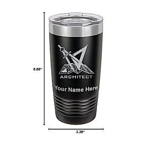LaserGram 20oz Vacuum Insulated Tumbler Mug, Architect Symbol, Personalized Engraving Included (Black)