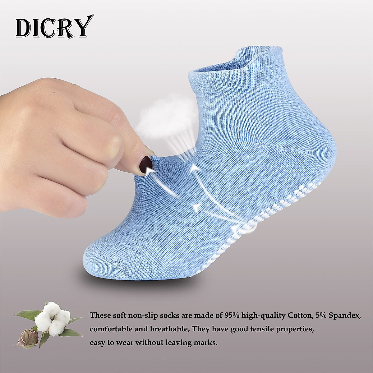 Dicry Toddler Non-Slip Ankle Socks Baby Anti-skid Grips Socks for Infant Kids (1-3T, Multi 12 Pairs)