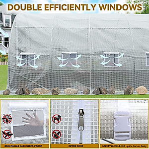YITAHOME 26'x10'x7' Heavy Duty Greenhouses Large Walk-in Greenhouse Tunnel Green Houses Outdoor Gardening Upgraded Galvanized Steel Stake Ropes Zipper Door 9 Crossbars Garden, White