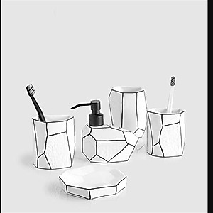 WYKDD Couple Tooth Brushing Set Wash Cup Set Ceramic Bathroom Five-Piece Bathroom Toilet