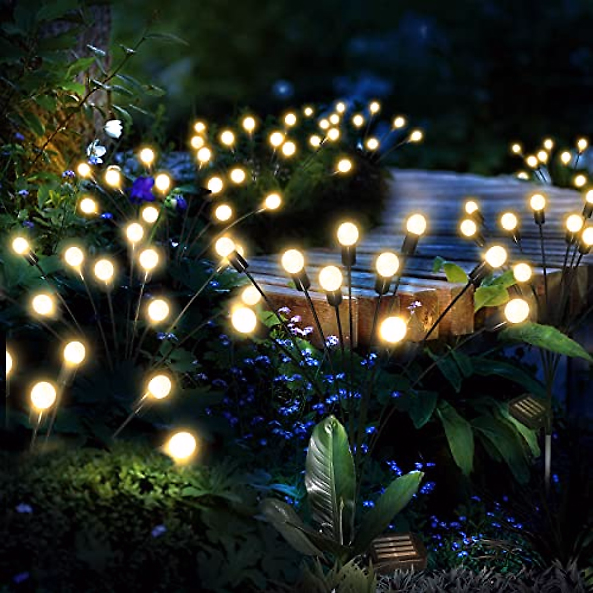 FRSTONA Solar Garden Lights 10LED Outdoor Waterproof Firefly Light Yard Decorative Solar Powered for Patio Pathway Flower Backyards 2 Pack