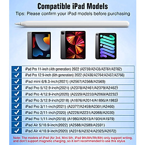 MoKo iPad Pencil 2nd Generation with Magnetic Wireless Charging,Apple Pencil 2nd Generation,Stylus Pen for iPad Pro 12.9 in 6/5/4th,iPad Pro 11 in 4/3,iPad Air 5/4,iPad Mini 6th,Tilt & Palm Rejection