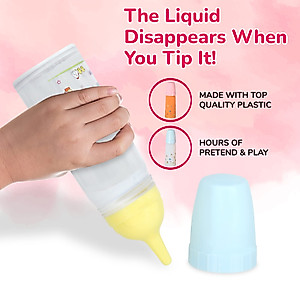 Mommy & Me Magic Bottles - 2 Baby Doll Bottles, Disappearing Milk and Juice Bottles Large Size Especially Bigger for Toddlers