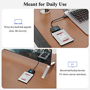 WAVLINK SATA to USB 3.0 Hard Drive Cable, 5Gbps USB3.0 to Sata Cable Support UASP, External Hard Drive SATA I/II/III Connector for 2.5, 3.5 inch HDD SSD Data up to 18TB - Include 12V/2A Power Adapter