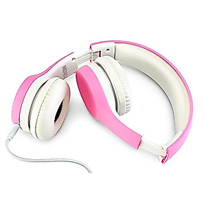 NENOS Children Kids Children's Volume Limited Headphones for Kids Foldable (Pink)