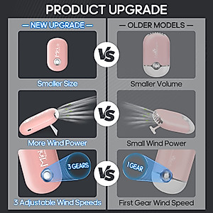 Buqikma USB Mini Lash Fan with Built in Sponge for Eyelash Extension Handheld Air Conditioning Rechargable Type C (Pink)