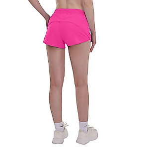 Aurefin Running Shorts for Women，Lightweight Athletic Shorts with Mesh Liner and Zip Pocket Quick Dry Workout Sports Shorts Sonic Pink/Medium