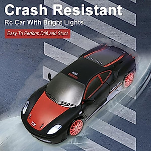 Remote Control Car RC Drift Car 2.4GHz 1:24 Scale 4WD High Speed RC Cars Vehicle with LED Lights Batteries and Drifting Tires Racing Sport Toy Cars for Adults Boys Girls Kids Gift…