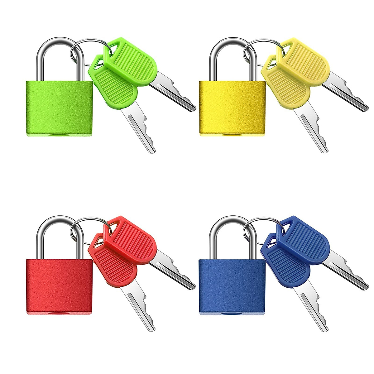 Luggage Locks with Keys Suitcase Locks Mini Metal Keyed Padlocks for Backpack Boxes Laptop Bag School Gym Locker 23mm (Dark Blue, Red, Green, Yellow,4 Pieces)