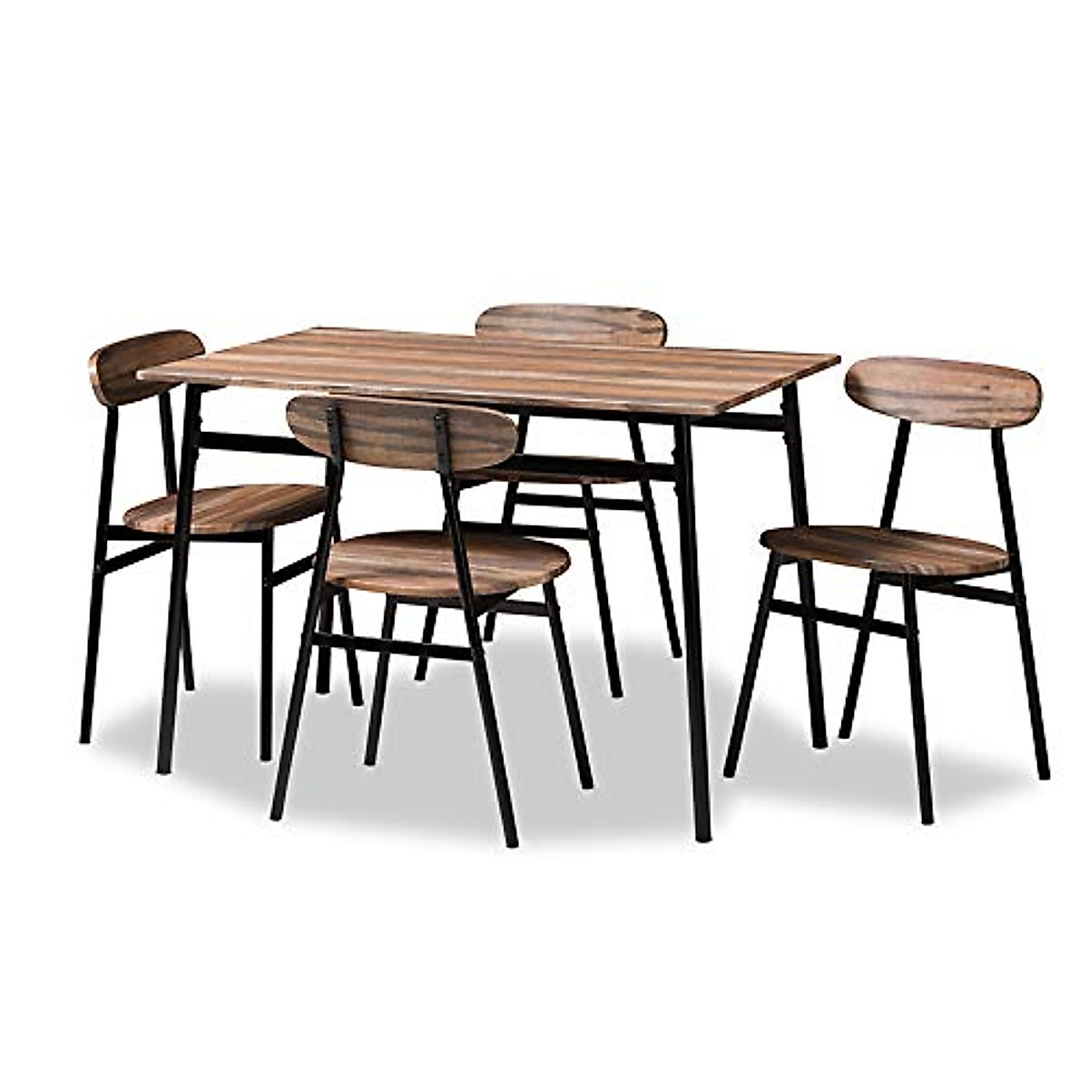 Baxton Studio Darcia 5 Piece Dining Set in Brown and Matte Black