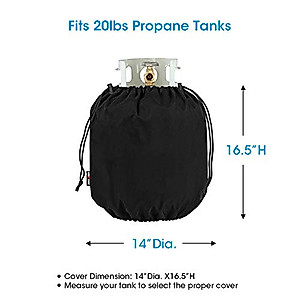 Unicook Propane Tank Cover 20lb, Heavy Duty Gas Tank Cover with Adjustable Drawstrings, Dress up Your Gas Grill, Durable and Convenient, Fits Standard 20lb Tank Cylinder, Black