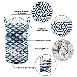Beegreen XX-Large Drawstring Laundry Hamper Geometric 115L Laundry Bag, Collapsible Laundry Baskets with Handles, Dirty Clothes Hamper for Bedroom Bathroom Dorm,Foldable Tall Clothes Hamper