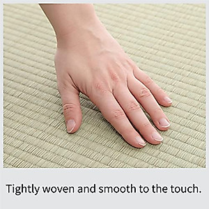 MIINA Tatami Mat Set - Finely Woven Igusa Grass, Japanese futon Mattress, Floor Mattress, Non-Slip, 32x32 Inch (Natural, 6pieces)