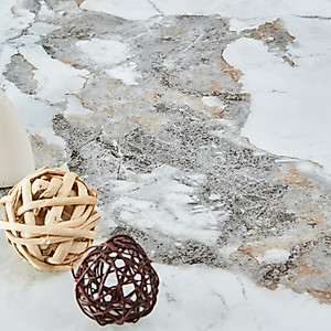 40'' Round Glass Dining Table with 0.3'' White Imitation Marble Tempered Glass Desktop, Modern Dining Table with 4 Metal Legs for Dining Room Kitchen Living Room.