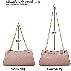 FOXLOVER Womens Leather Quilted Shoulder Bags, Ladies Chain Purse Designer Handbags (Apricot)