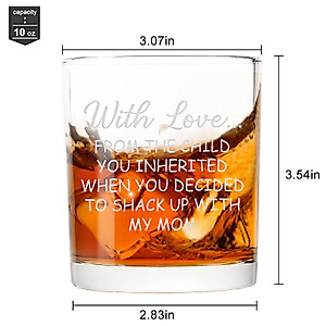 Modwnfy Gift for Dad Stepdad, Funny Stepfather Whiskey Glass, Dad Old Fashioned Glass for Father’s Day Birthday Christmas, Step-Dad Scotch Glass from Stepdaughter Stepson, With Love from The Child