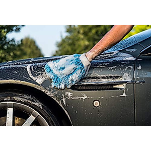 303 Car Wash Mitt - Ultra Absorbent Microfiber - Lint and Scratch Free Design - Hand Fitting, Snug Design with Elastic Cuff - Washable to Reuse, 1 Pack (39011)