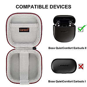 Canboc Hard Case for New Bose QuietComfort Earbuds II Noise Cancelling in-Ear Wireless Bluetooth Headphones, Mesh Bag fits USB-C Charging Cable, Ear Tips, Black