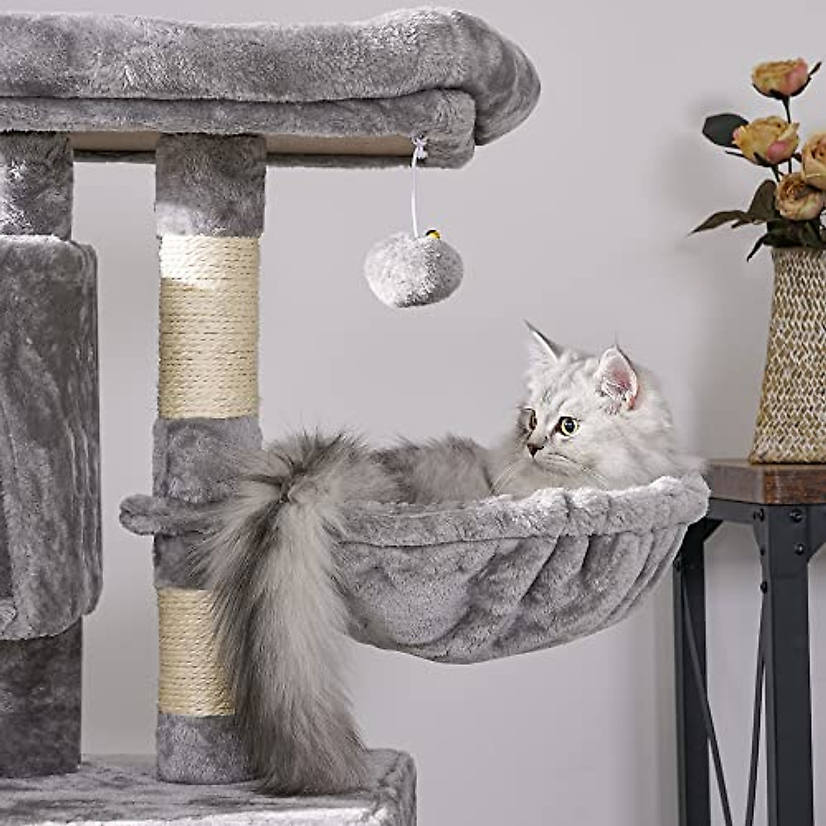BEWISHOME Multi-Level Cat Tree for Indoor Cats Large Cat Tower Cat Condo with Sisal Scratching Posts, Perches, Houses, Hammock and Baskets, Furniture Kitty Activity Center Kitten Play House MMJ05G