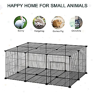 PawHut Pet Playpen Small Animal Cage 22 Panels Portable Metal Wire Yard Fence with Door for Rabbit Chinchilla Hedgehog Guinea Pig