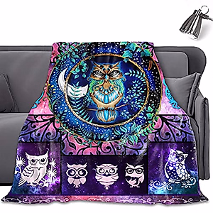 Owl Blanket Soft Cozy Throw Blanket Lightweight Plush Fleece Warm Blankets Camping Animals Blanket Owl Gifts for Owl Lovers for Women Men for Holiday Sofa Couch for All Season Owl Decor 50"x60"