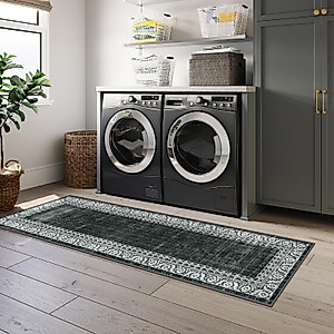 Lahome 2x6 Black Kitchen Runner Rugs Non Skid Washable,Rug Runners for Hallways Non Slip Bathroom Carpet Runner,Bordered Soft Indoor Rug Runner for Entryway Laundry Room Bedside(2'x6',Black)